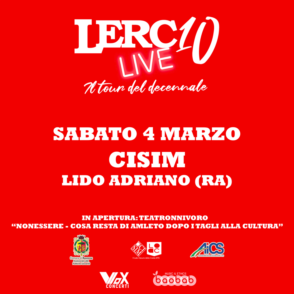 Lerc10 live | OOOH.Events | Biglietteria online gratis per eventi SIAE, corsi, fiere